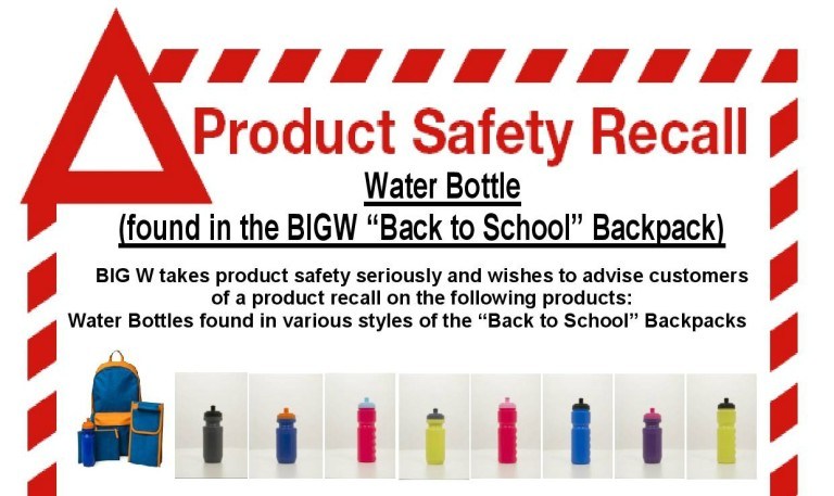 Water Bottle Recall - Wide Bay Kids